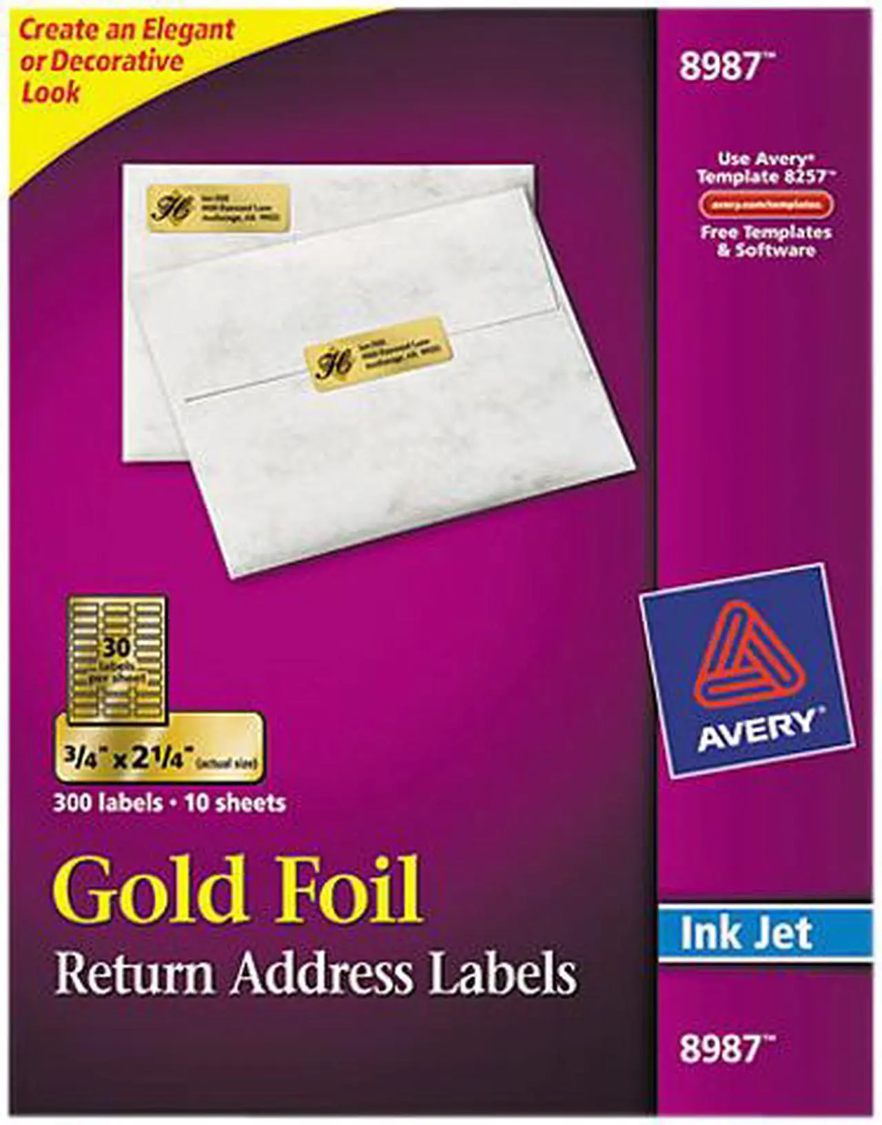 Avery Foil Mailing Labels, Gold, 0.75" x 2.25", 300 Labels (8987 ...