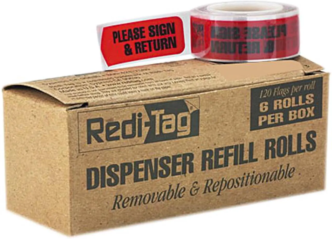 Redi-Tag 91037 Message Arrow Flag Refills, "Please Sign & Return", Red ...