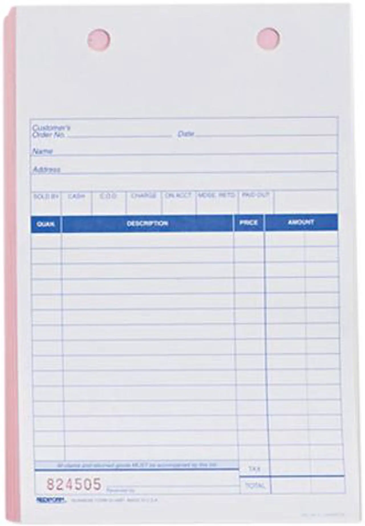 Rediform 5558BT Sales Form for Registers, 5 1/2 x 8 1/2, Blue Print ...