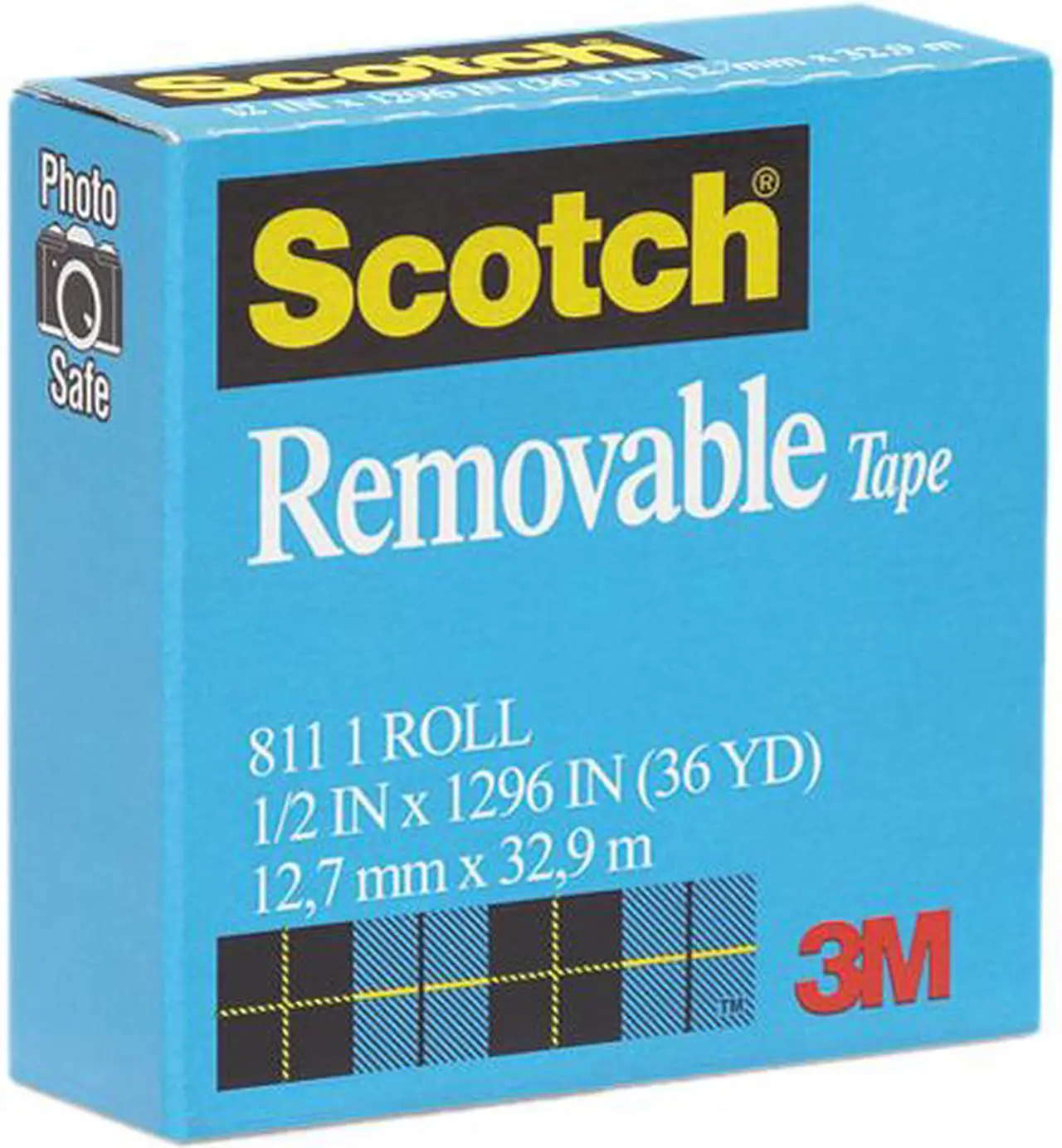 Scotch 811-12-1296 Removable Tape, 1/2" x 1296", 1" Core - Newegg.com