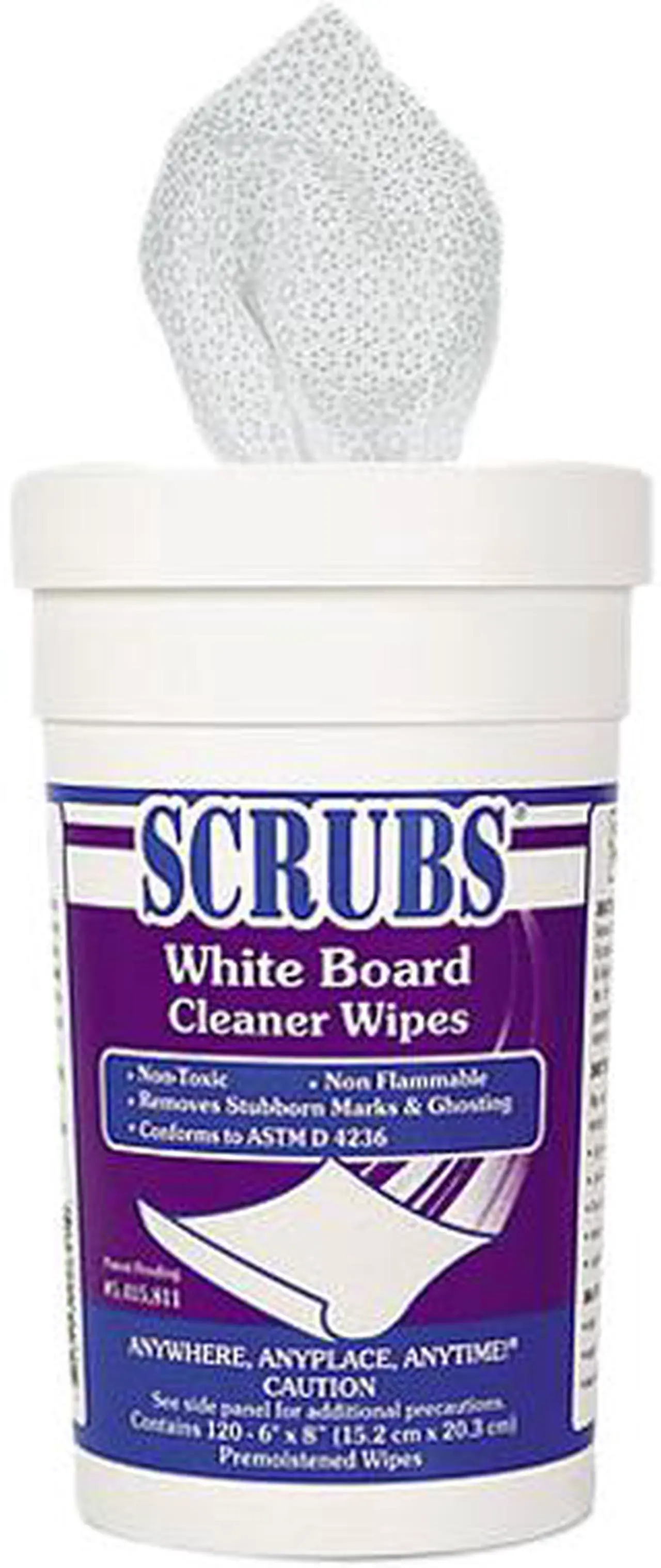 SCRUBS 90891 White Board Cleaner Wipes, Cloth, 8 x 6, White, 120 ...