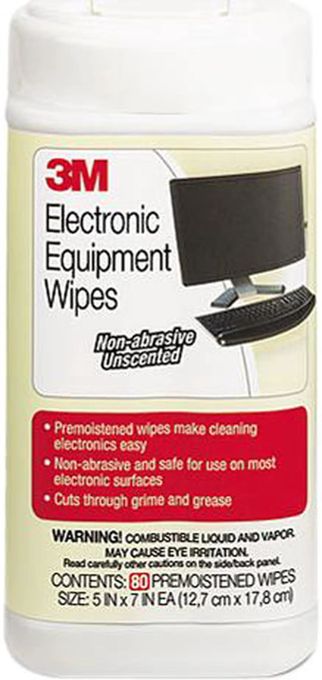 3M CL610 Electronic Equipment Cleaning Wipes, 5-1/2 x 6-3/4, White, 80 ...