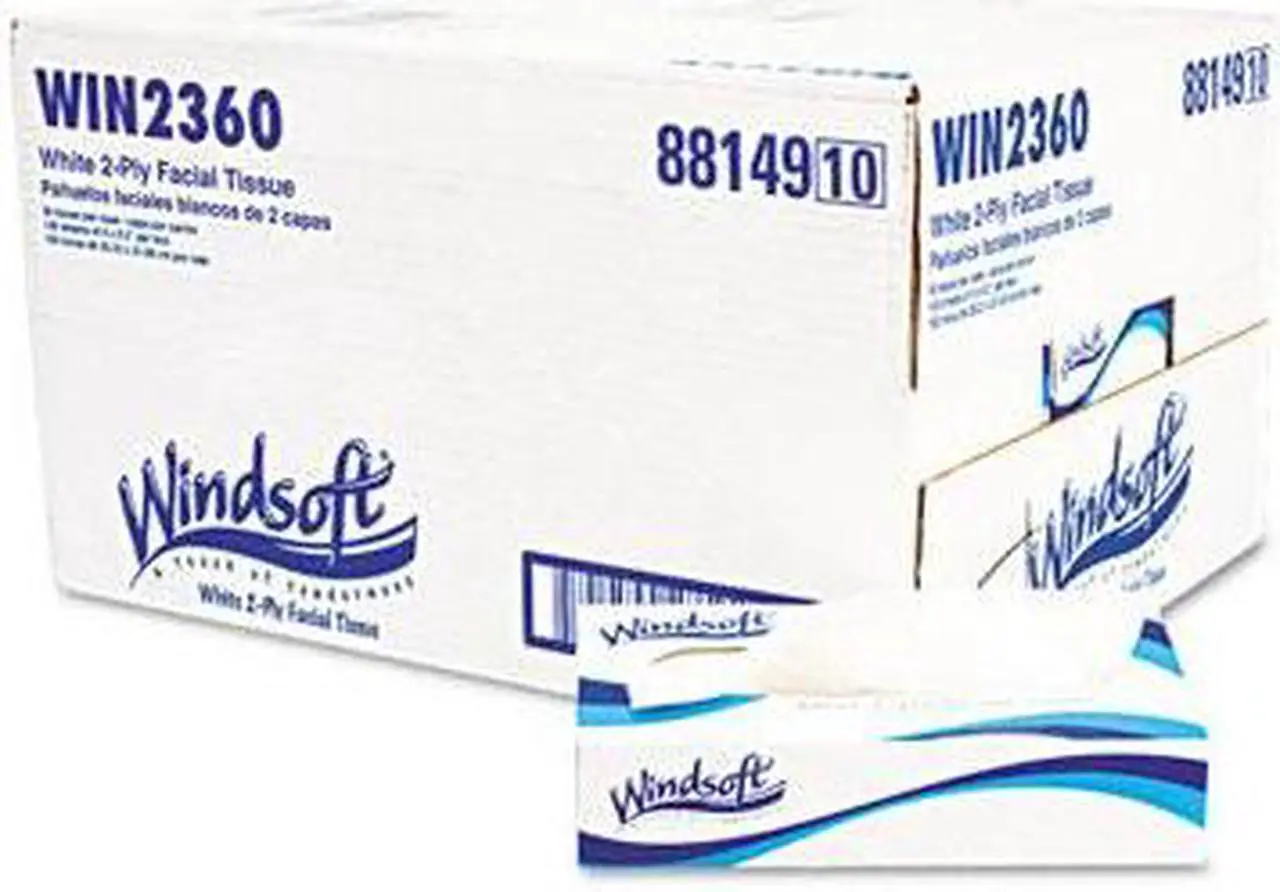 Windsoft 2360 Facial Tissue in Pop-Up Box, 100/Box, 30 Boxes/Carton ...