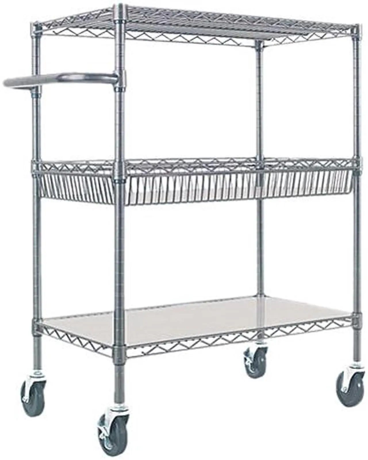 Alera Three-Tier Wire Rolling Cart, 30w x 18d x 40h, Black Anthracite ...