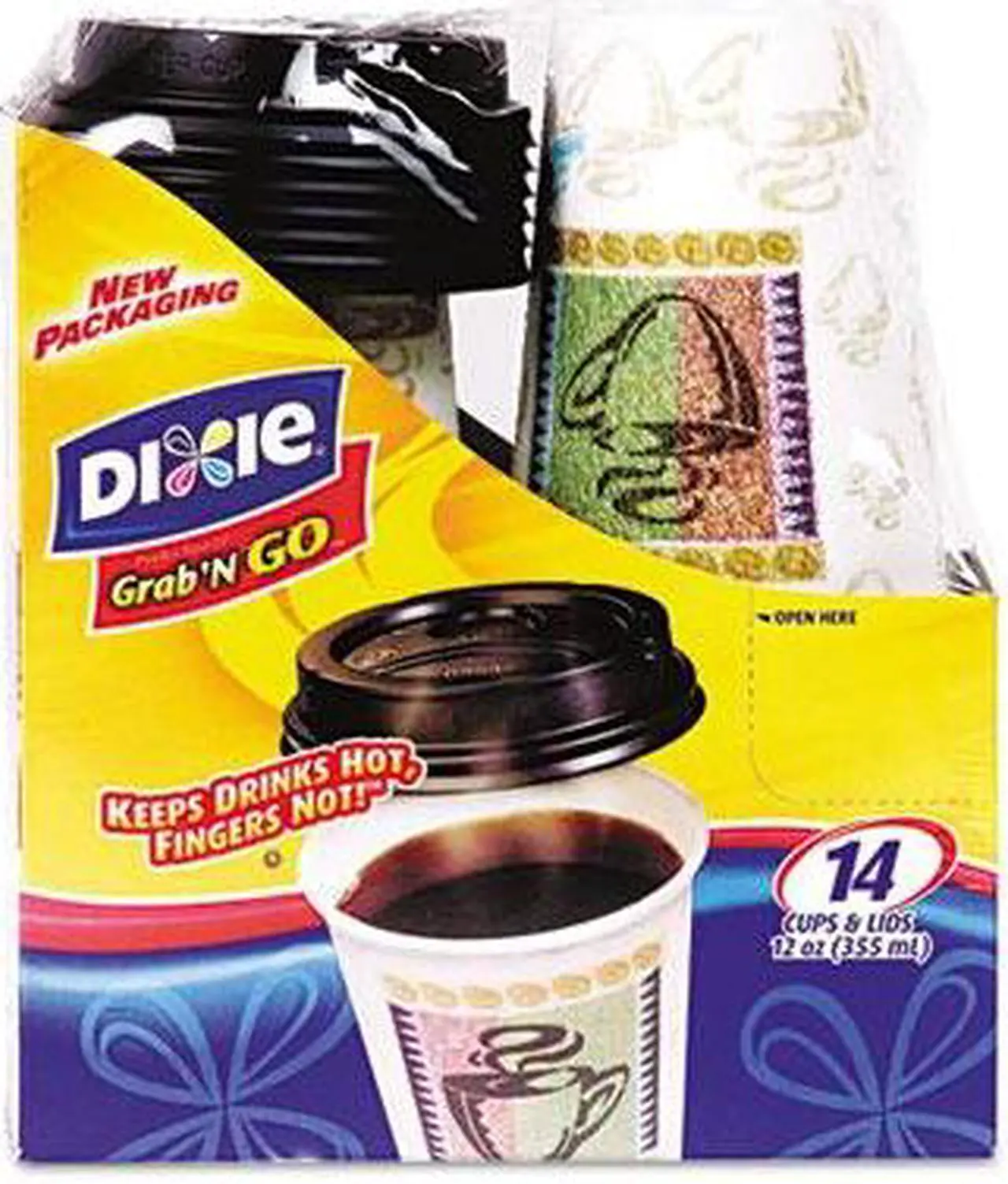 Dixie 5342DXCOMBO Combo Box, Paper Hot Cups,12 oz, White Lid, 50 Cups ...