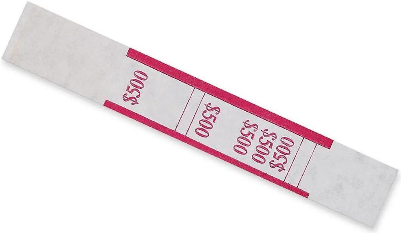 MMF Industries 216070F07 Self-Adhesive Currency Straps, Red, $500 in $5 ...