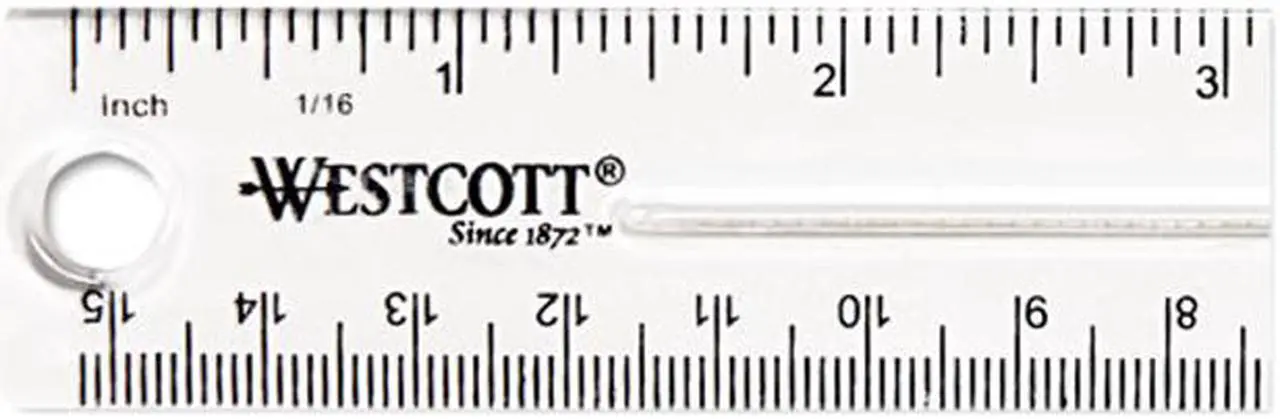 Westcott 45016 Shatter-Resistant Plastic Ruler, 6" Length, Transparent - Newegg.com