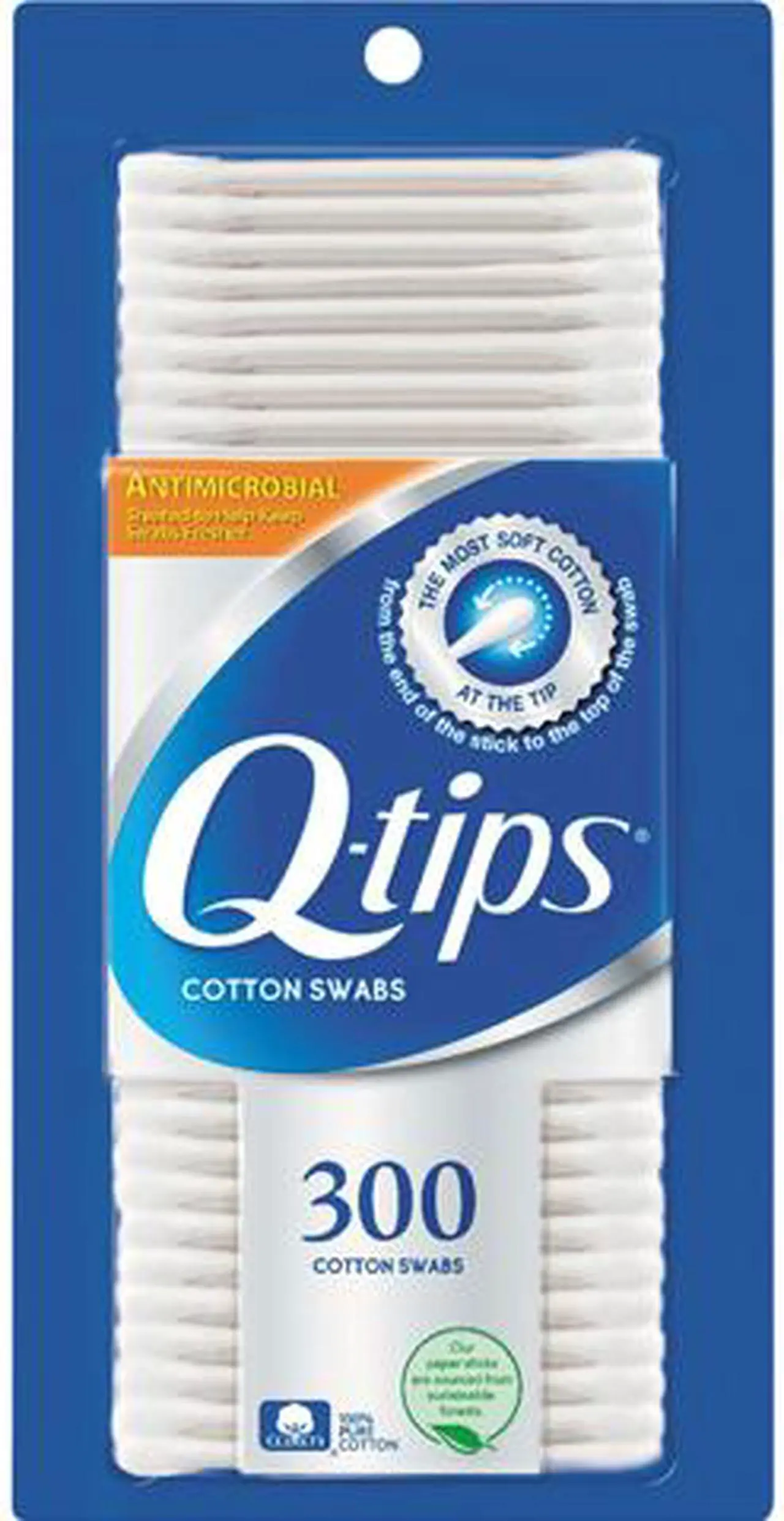 Q-Tips 17900CT Cotton Swabs, Antibacterial, 300/Pack, 12/Carton ...