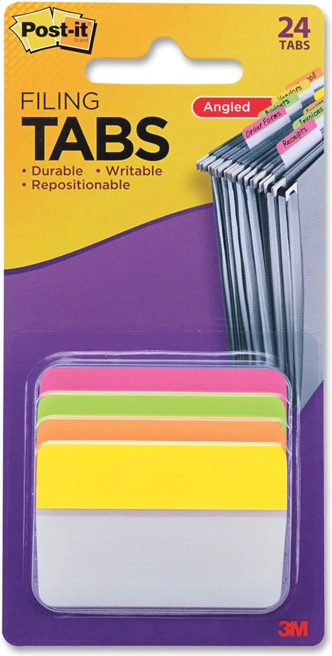 3M 686APLOY Post-it Solid Colors Angled Filing Tabs - Newegg.com