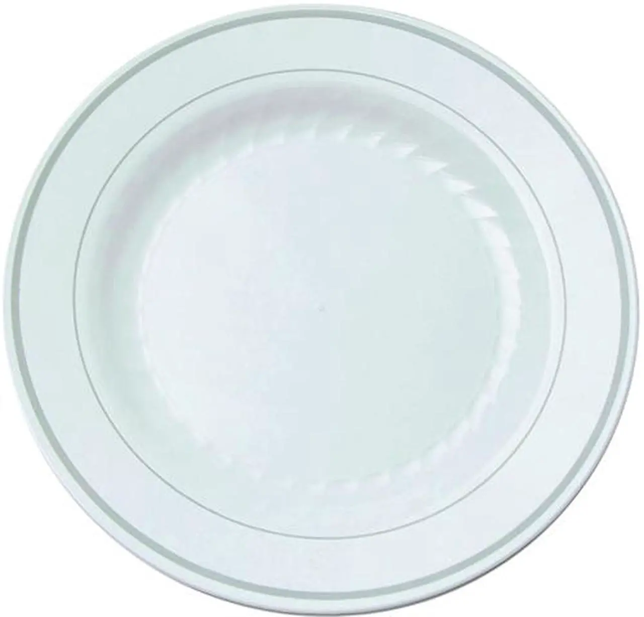 WNA RSMP61210WS Masterpiece Plastic Plates, 6 in., White w / Silver ...