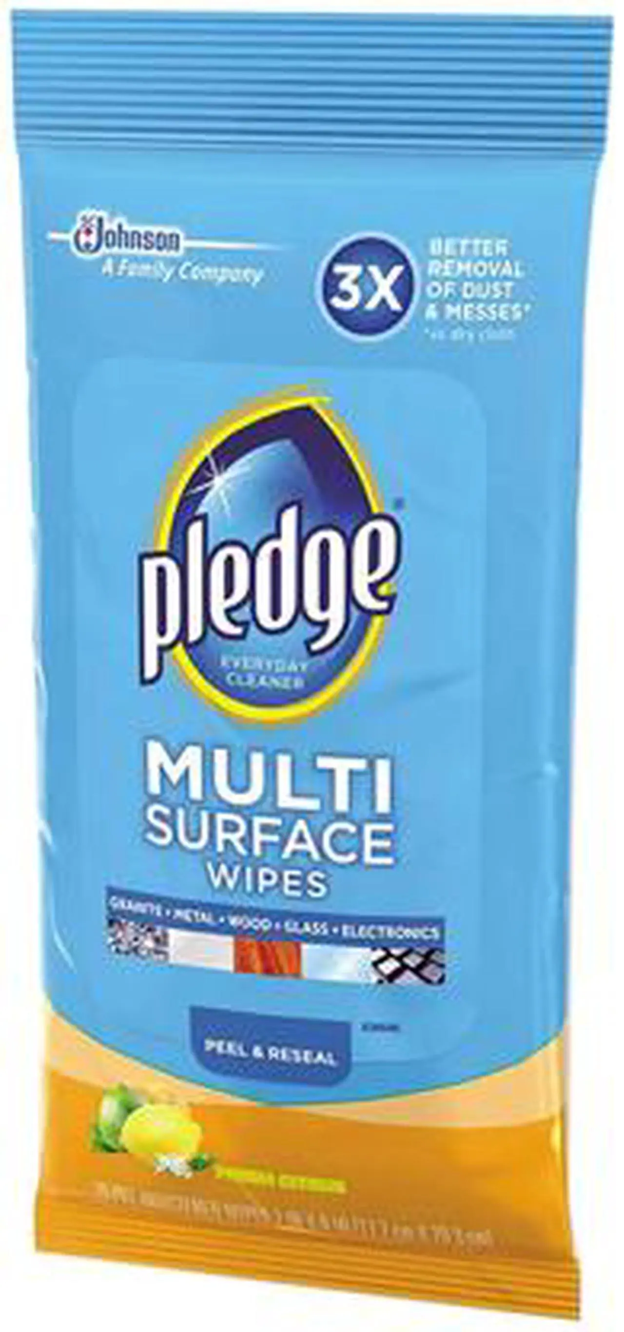 Pledge 319249 Multi-Surface Cleaner Wet Wipes, Cloth, Fresh Citrus, 7 ...