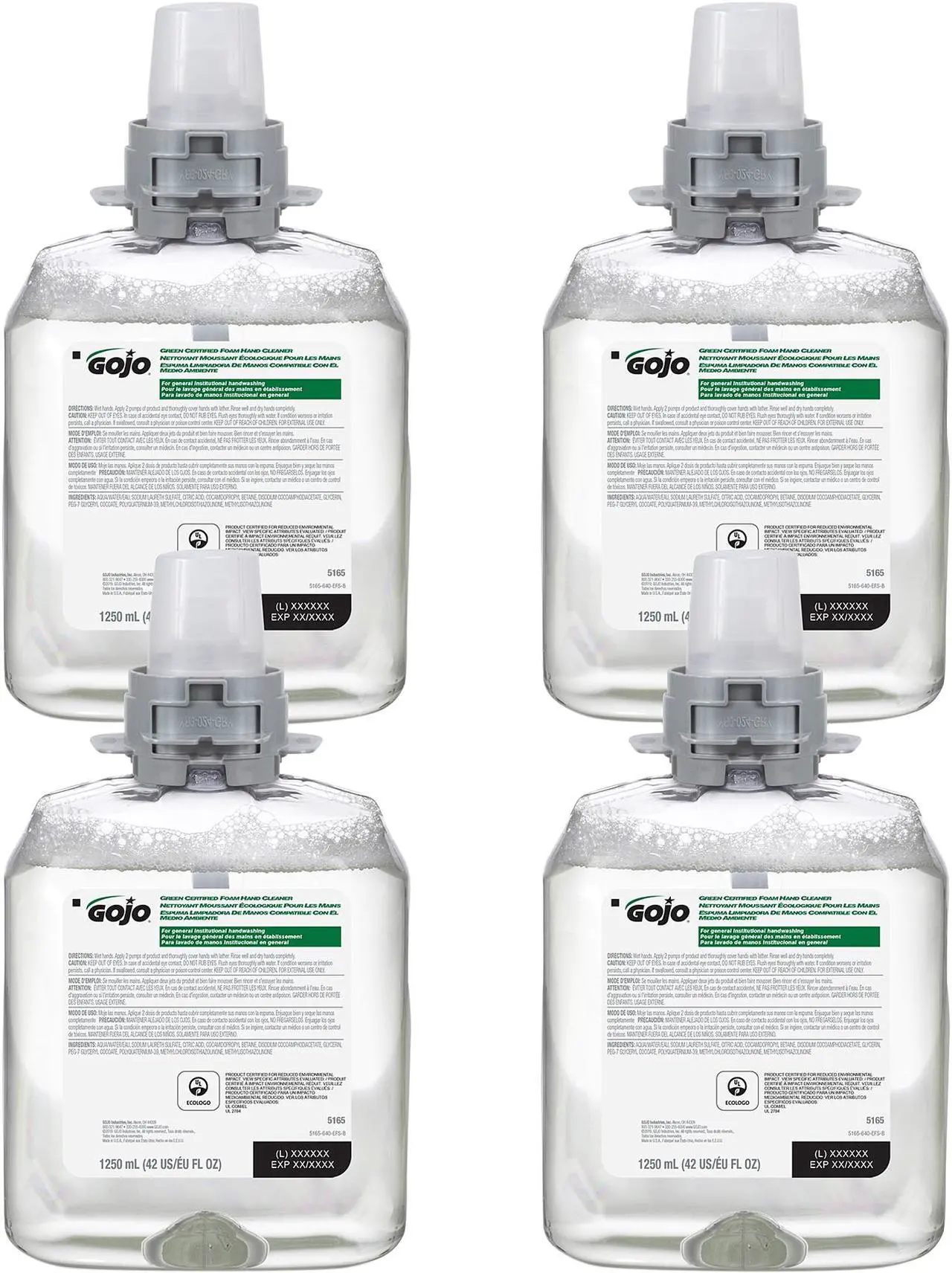 GOJO 516504CT Green Certified Foam Hand Cleaner 1250 mL Refill for GOJO ...