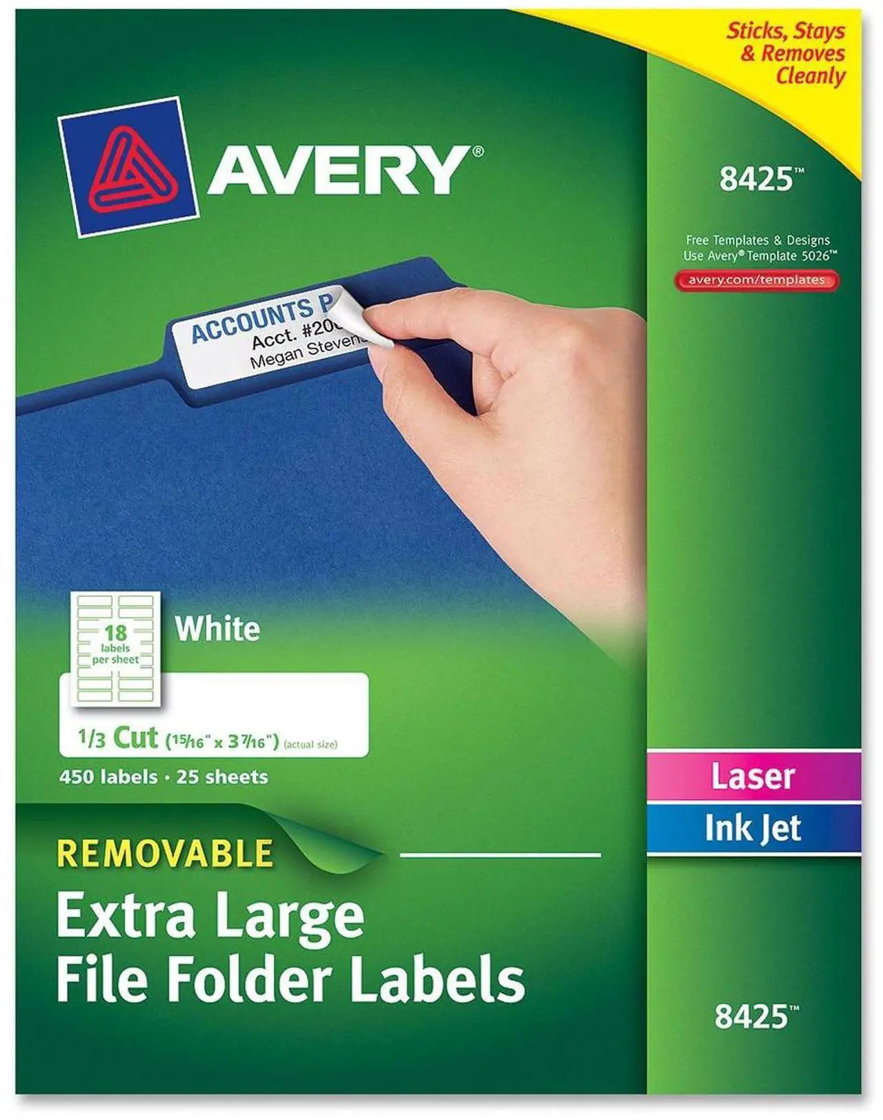 Avery Removable Extra-Large File Folder Labels, Sure Feed Technology ...
