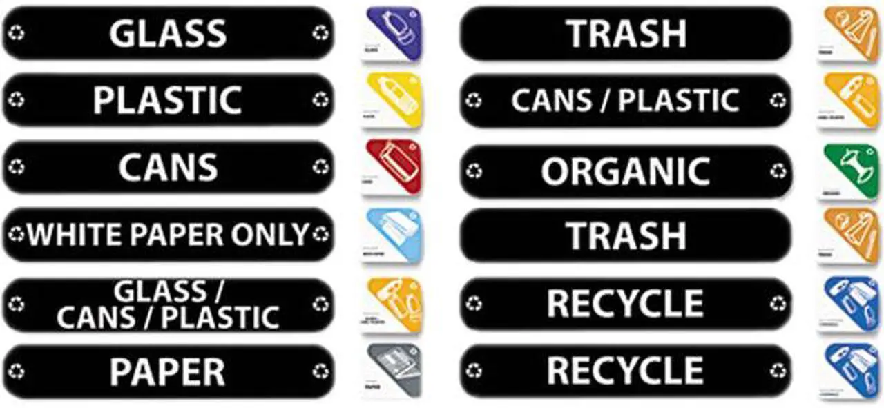 Rubbermaid 256S00 0000 Recycle Label Kit 44 Labels in Three Languages ...