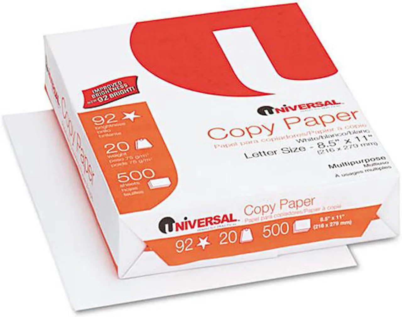 Universal Copy Paper, 92 Brightness, 20 lb, 8-1/2 x 11, White, 200,000 ...