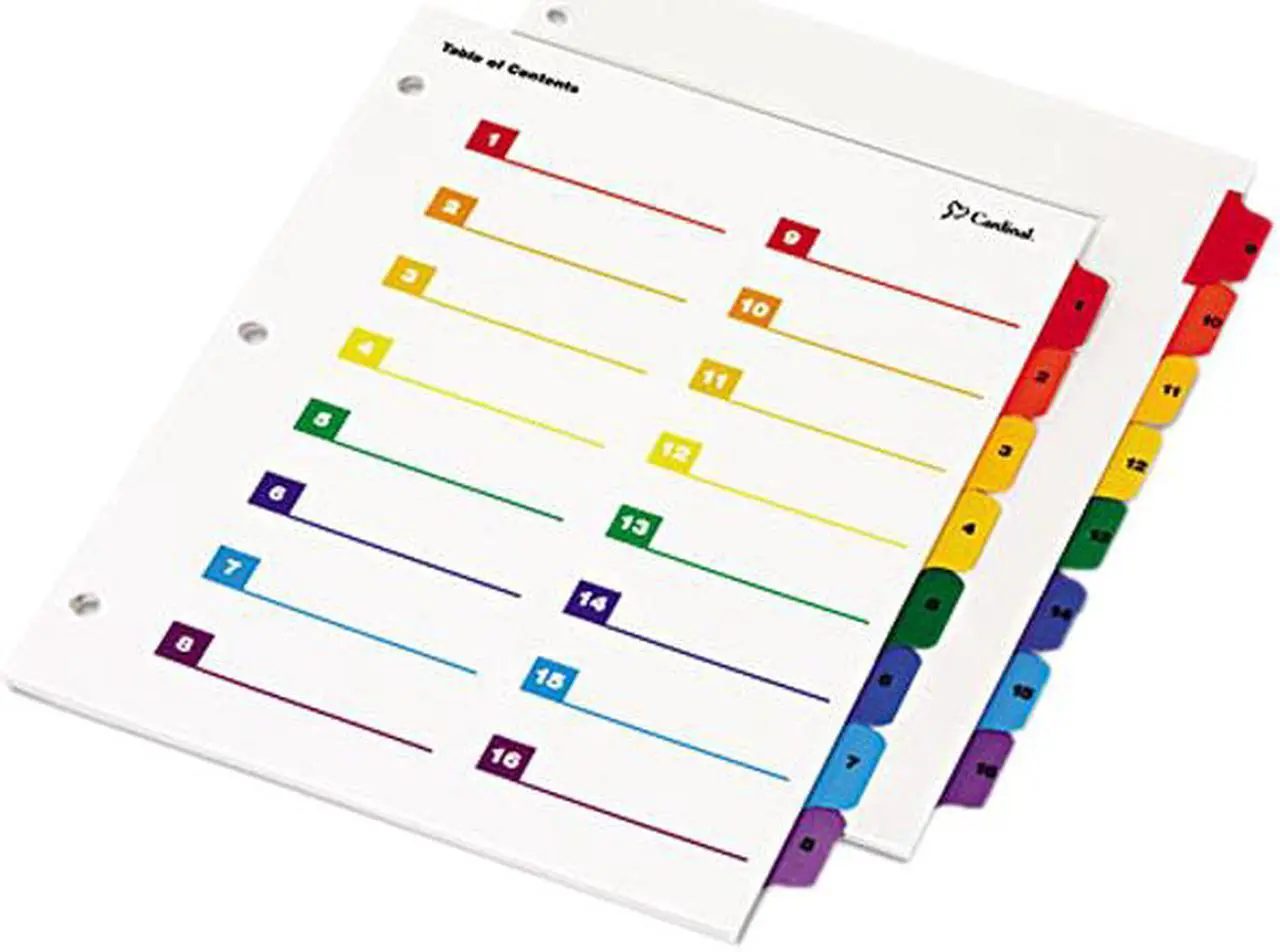 Cardinal 60950 OneStep Printable Table of Contents and Dividers ...