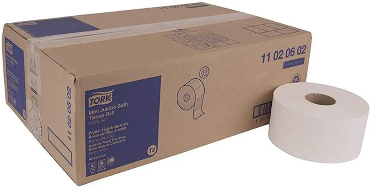 Tork 11020602 Advanced Soft Mini Jumbo Bath Tissue Roll, 2-Ply, 750.71 ...