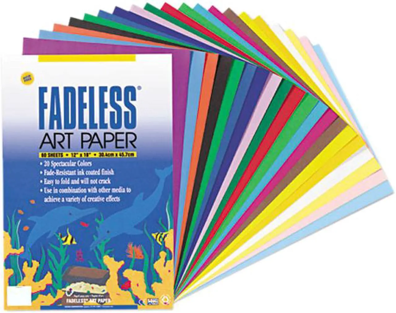 Pacon 57504 Fadeless Assorted Paper, 50 lbs., 12 x 18, 60 Sheets/Pack ...
