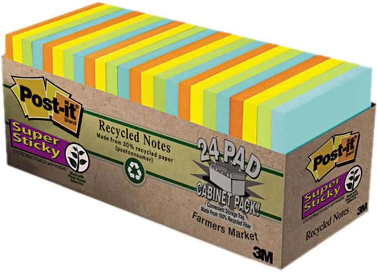 Post-it 654-24NHCP Farmer's Market Super Sticky Notes Cabinet Pack, 3 x ...