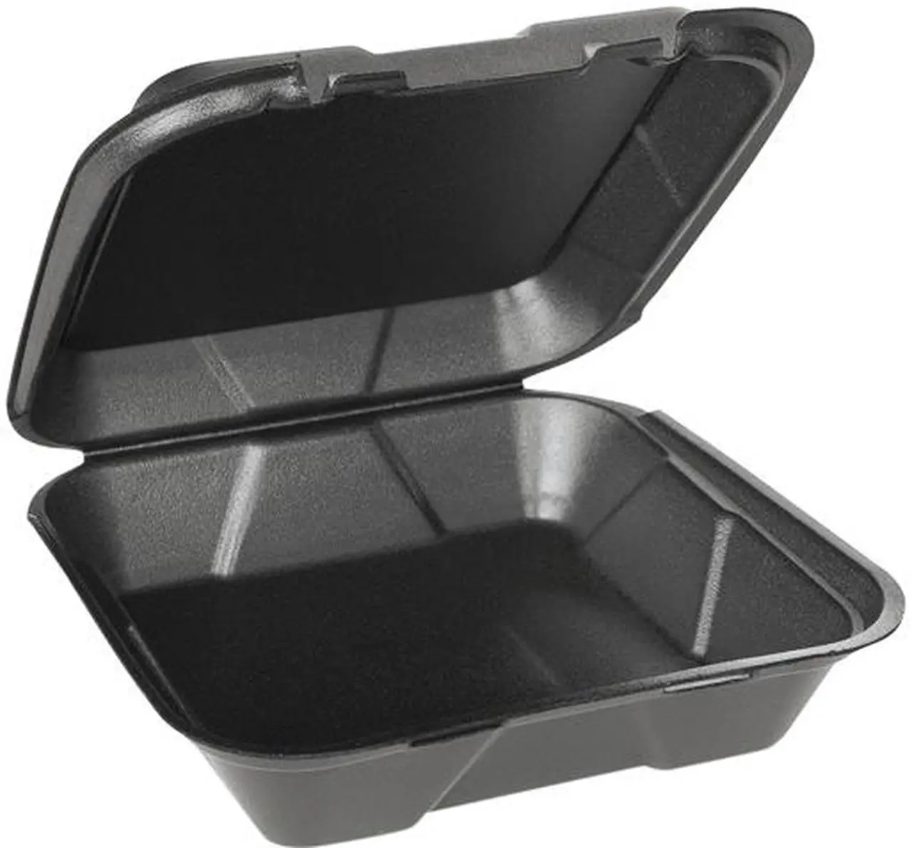 Genpak SN200VW-H-0183400-3L Foam Hinged Carryout Containers, 1-Compartment, Black, 100 / Bag, 2 ...