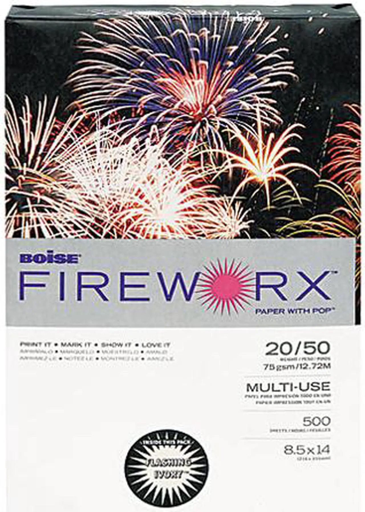 Boise FIREWORX Colored Paper, 20lb, 8-1/2 x 14, Flashing Ivory, 500 ...