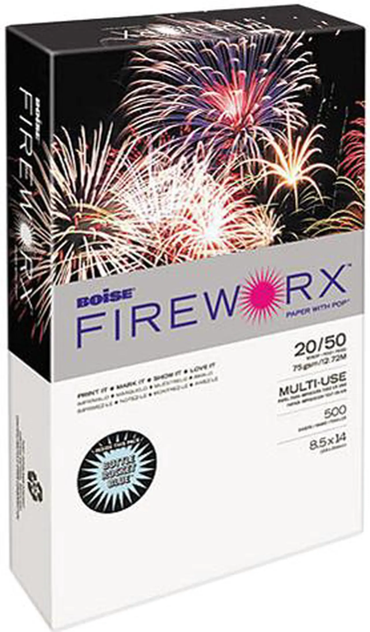 Boise FIREWORX Colored Paper, 20lb, 8-1/2 x 14, Bottle Rocket Blue, 500 ...