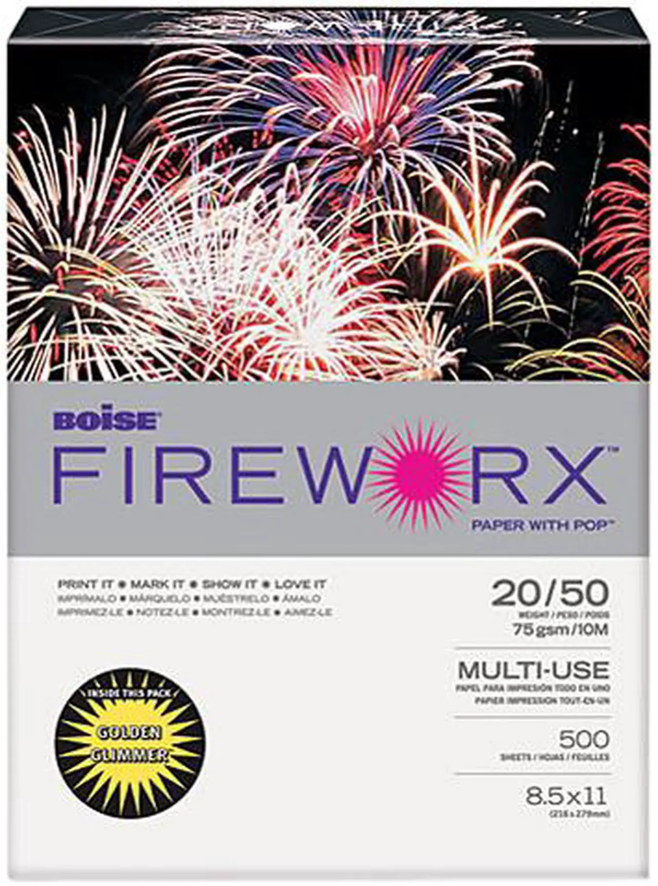 Boise MP2201-GRP FIREWORX Colored Paper, 20lb, 8-1/2 x 11, Golden Glimmer, 500 Sheets/Ream ...