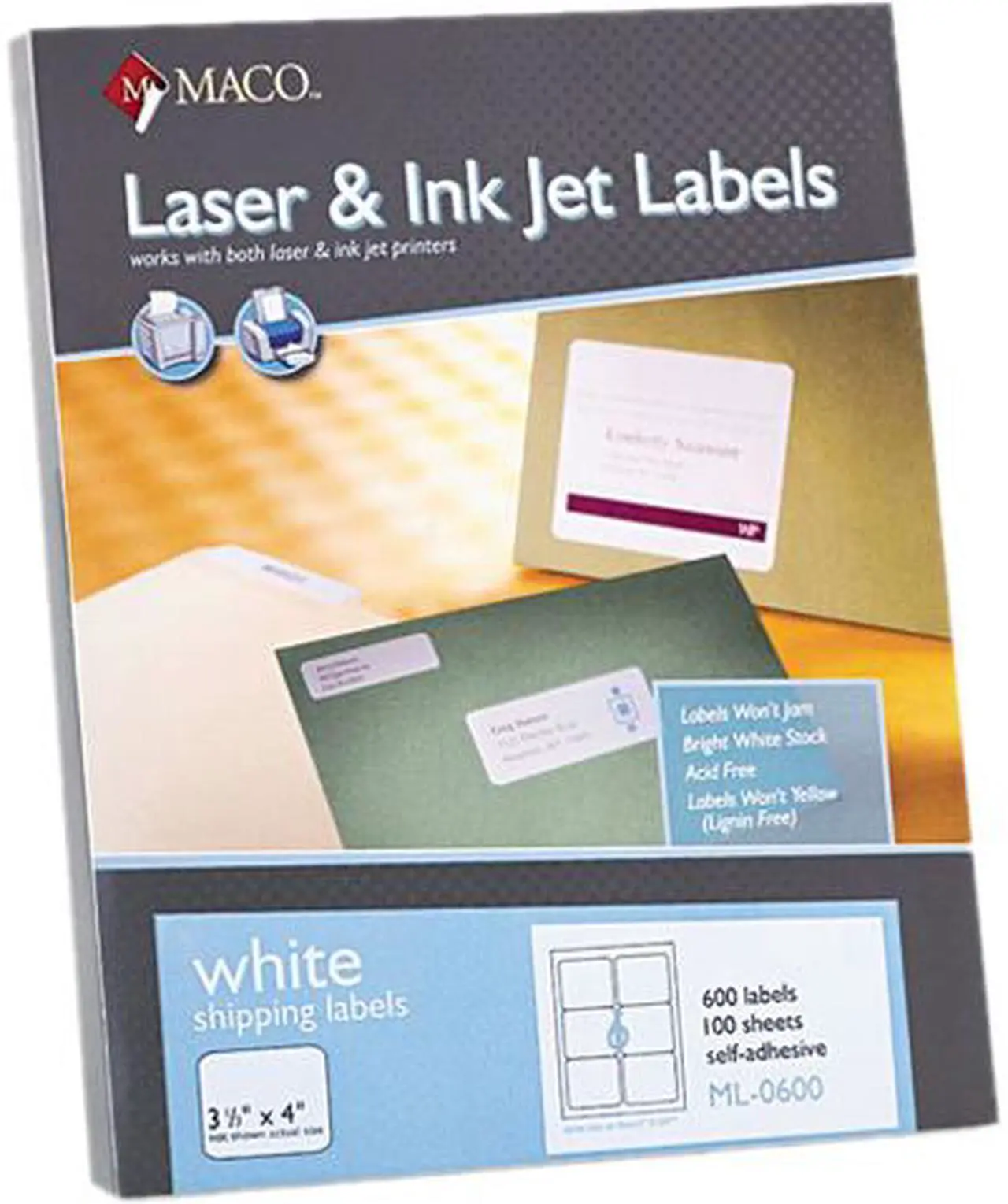 Maco ML-0600 White All-Purpose Labels, 3 1/3 x 4, 600/Box - Newegg.com