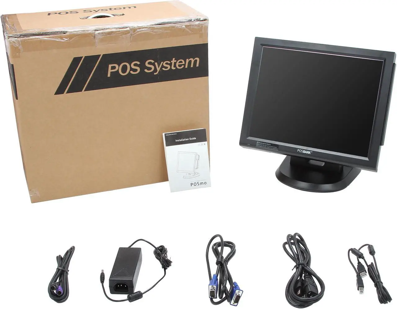 POSBANK POSMO-M-B Black 15" 5-wire Resistive Touchscreen Monitor ...