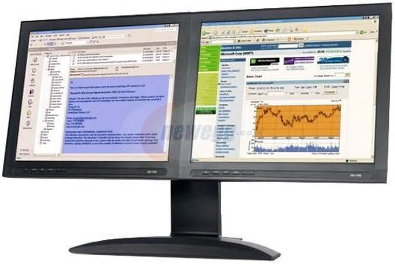 DoubleSight 17" TFT LCD Dual LCD Monitor 8 ms D-Sub, DVI-D DS-1700 ...