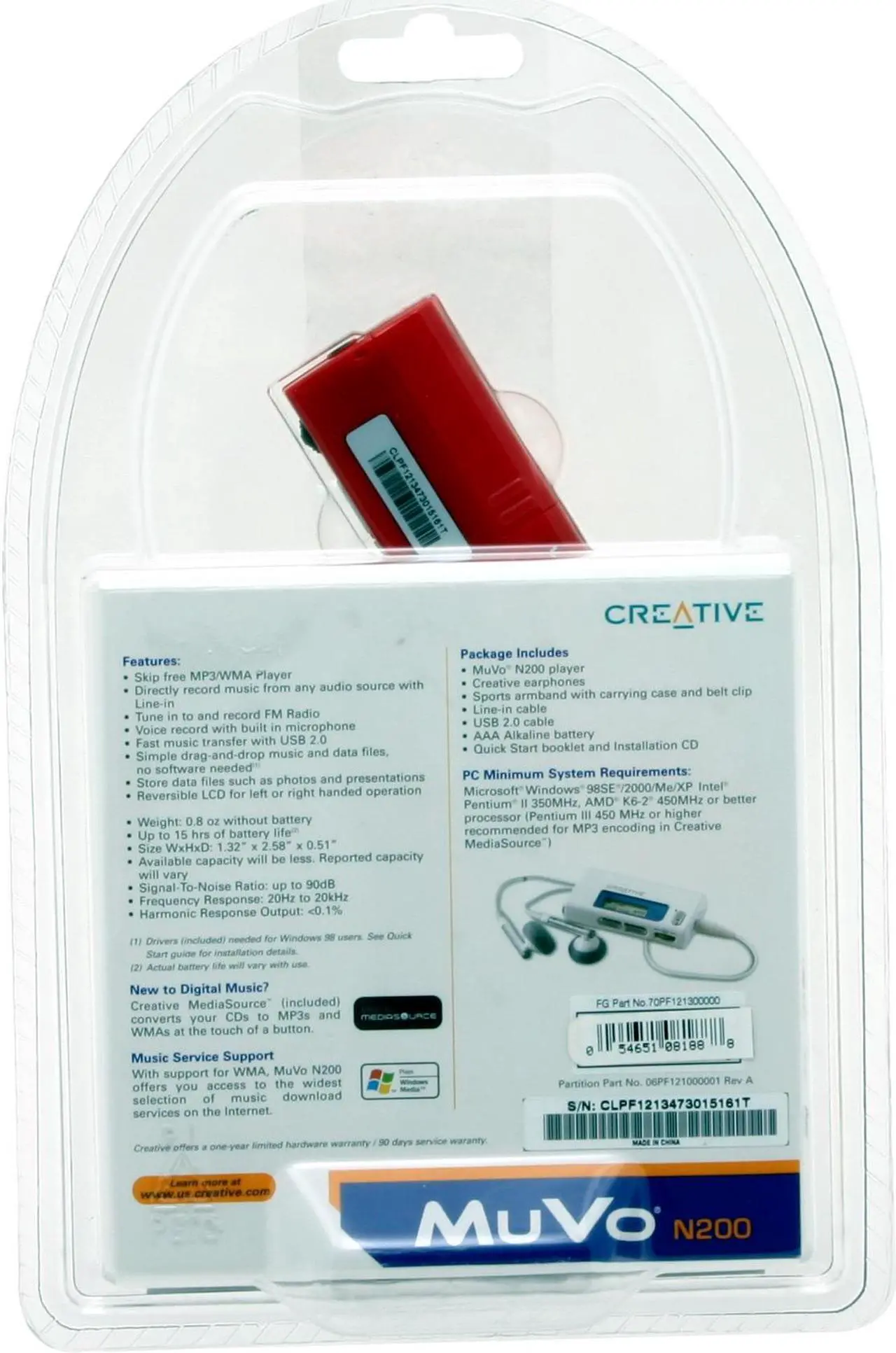 Creative MuVo Red 1GB MP3 Player 70PF121300000 - Newegg.com