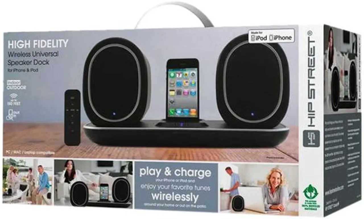 Hip Street Wireless Indoor and Outdoor iPhone & iPod Docking Speaker ...