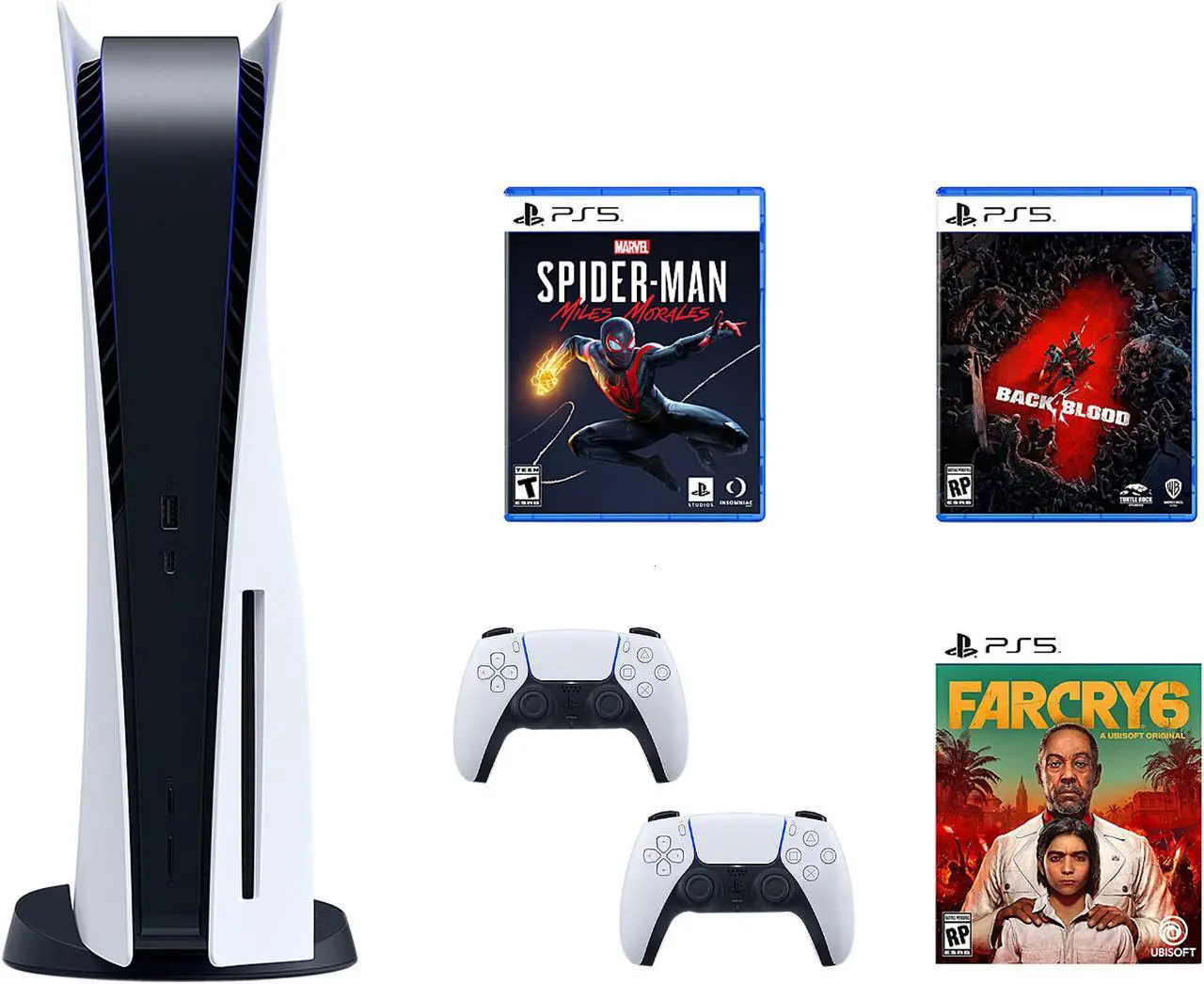 PS5 Bundle - Includes PlayStation 5 Standard Console, Additional DualSense Controller, Spiderman ...