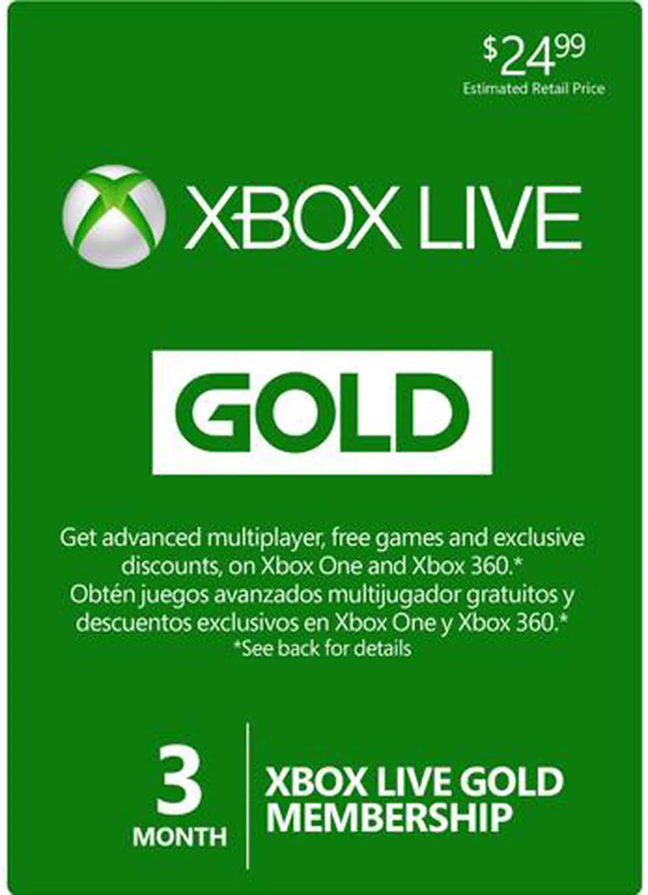 Microsoft Xbox Live 3 Month Gold Membership Card - Newegg.com