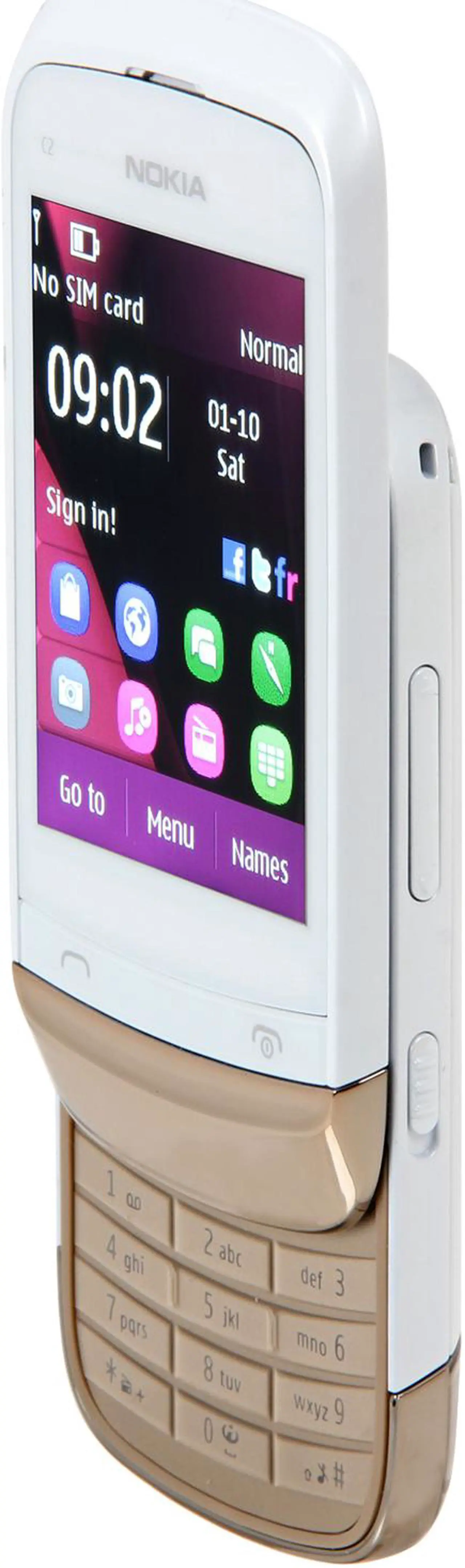 Nokia Touch and Type US C2-02 White/Gold Unlocked GSM Slide Phone / 2 ...