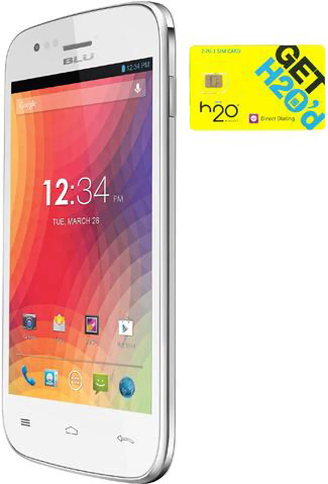 Blu Advance 4.0 A270a White Dual-SIM Android Cell Phone + H2O $40 SIM ...