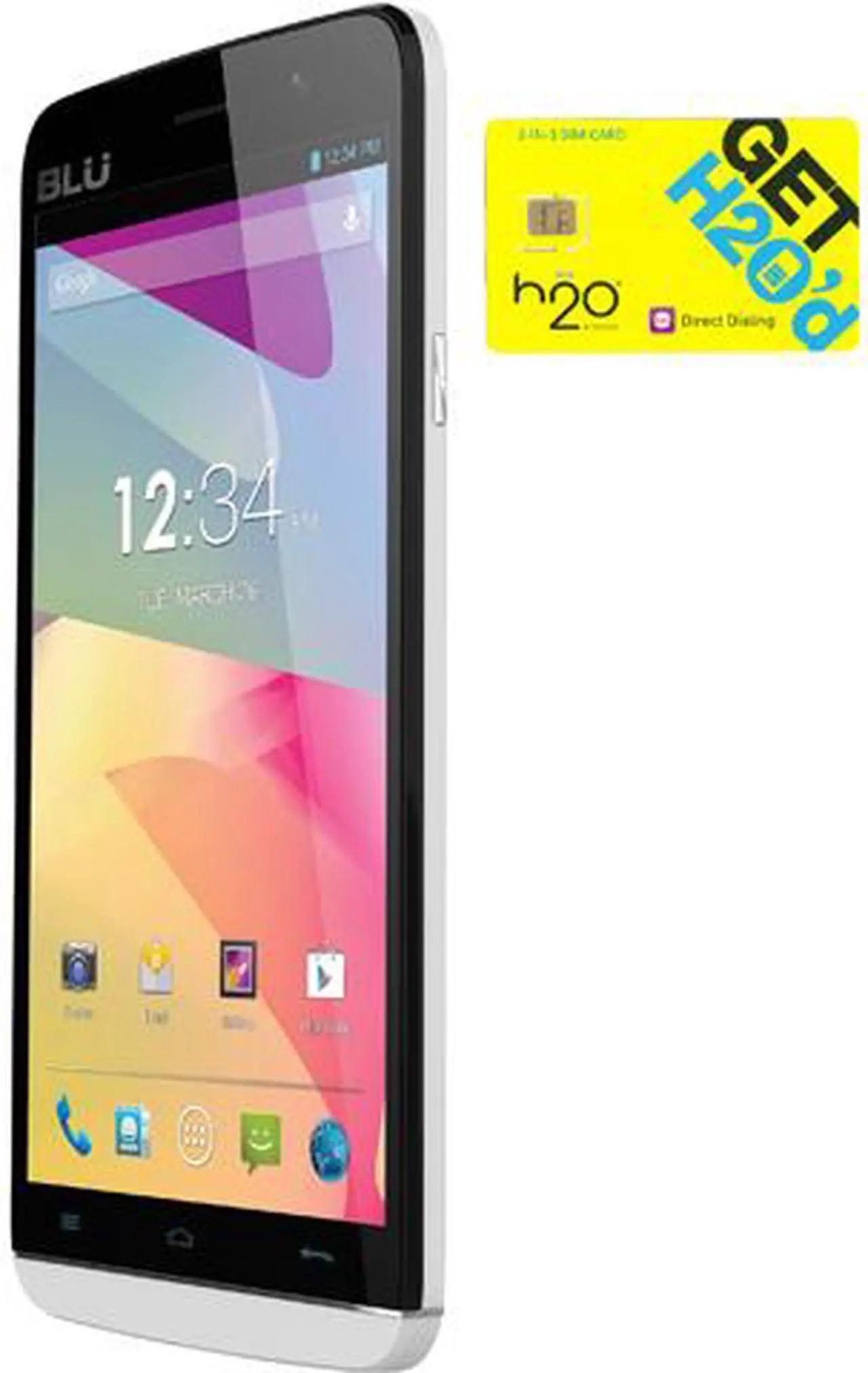 Blu Studio 5.5 S D630u White Dual-SIM Android Cell Phone + H2O $40 SIM ...