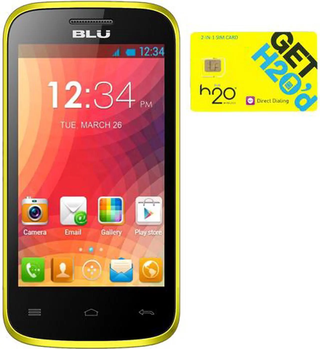 Blu Dash JR 4.0 K D142k Yellow Dual-SIM Android Cell Phone + H2O $60 ...
