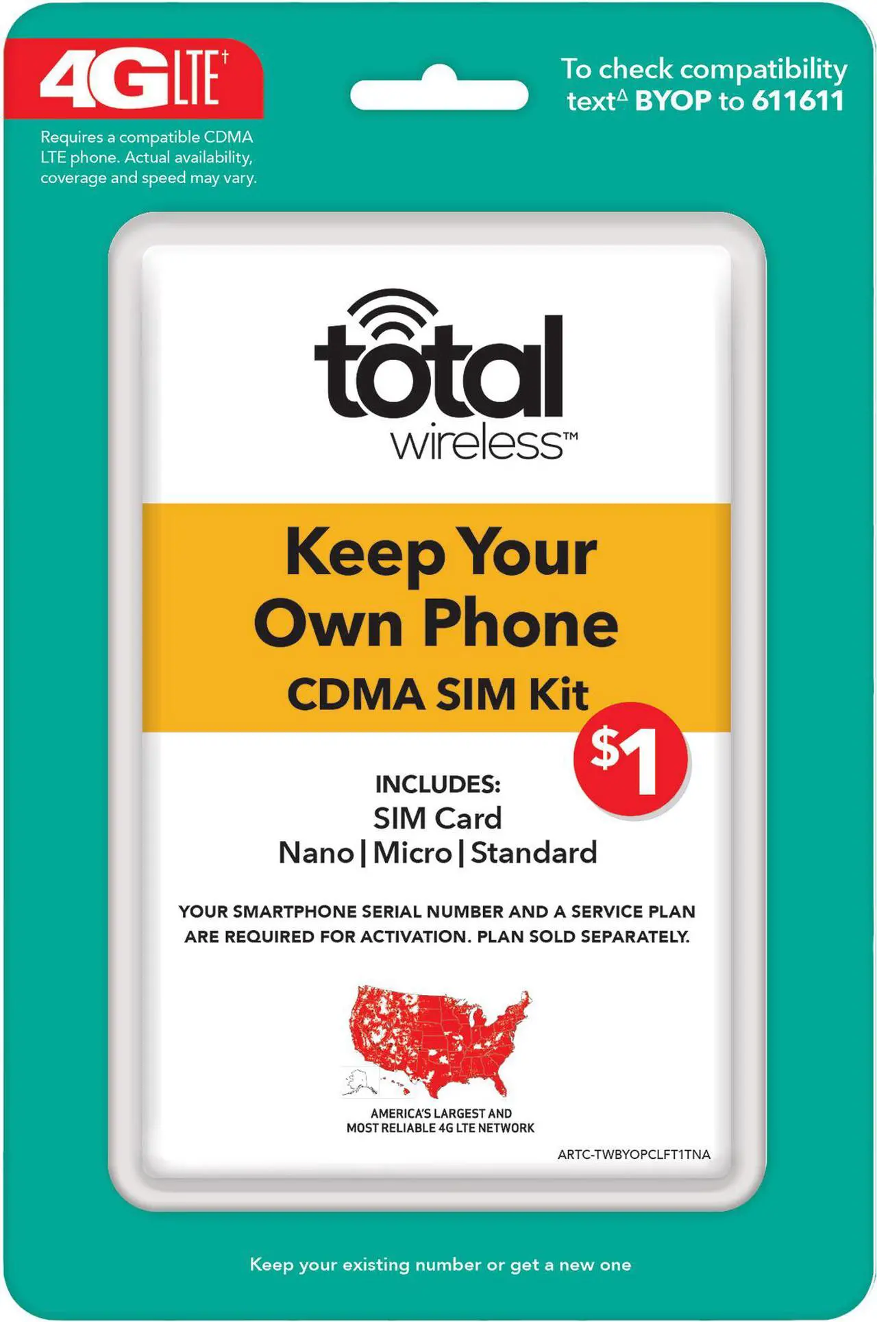 Total Wireless Keep Your Own Phone CDMA SIM Activation Kit (Triple ...
