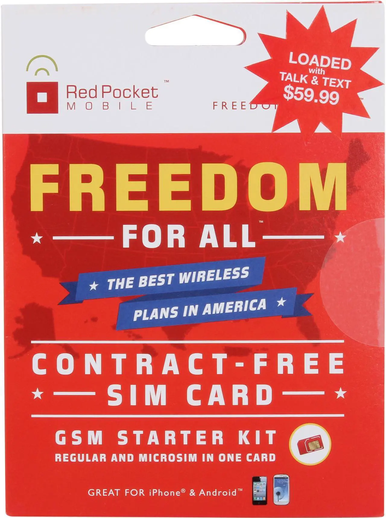 Red Pocket Standard & Micro All-In-One SIM Card Preloaded with $59.99 ...