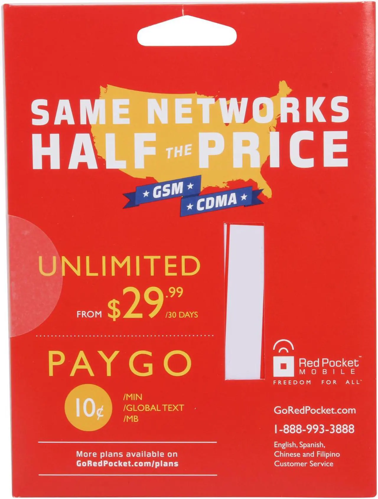 Red Pocket Standard & Micro All-In-One SIM Card Preloaded with $59.99 ...