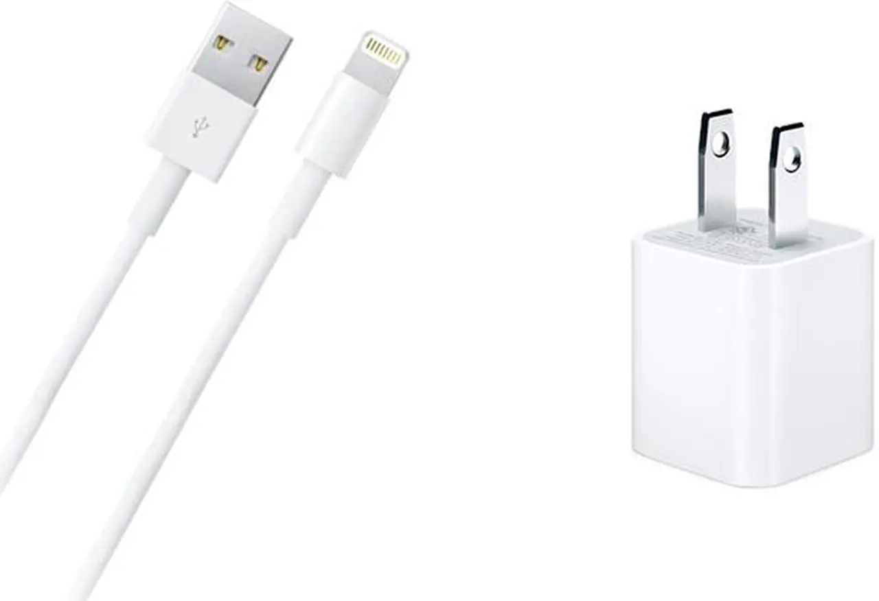 Apple AP-MD818+AP-A1385 White 5W USB Power Adapter + Lightning to USB ...