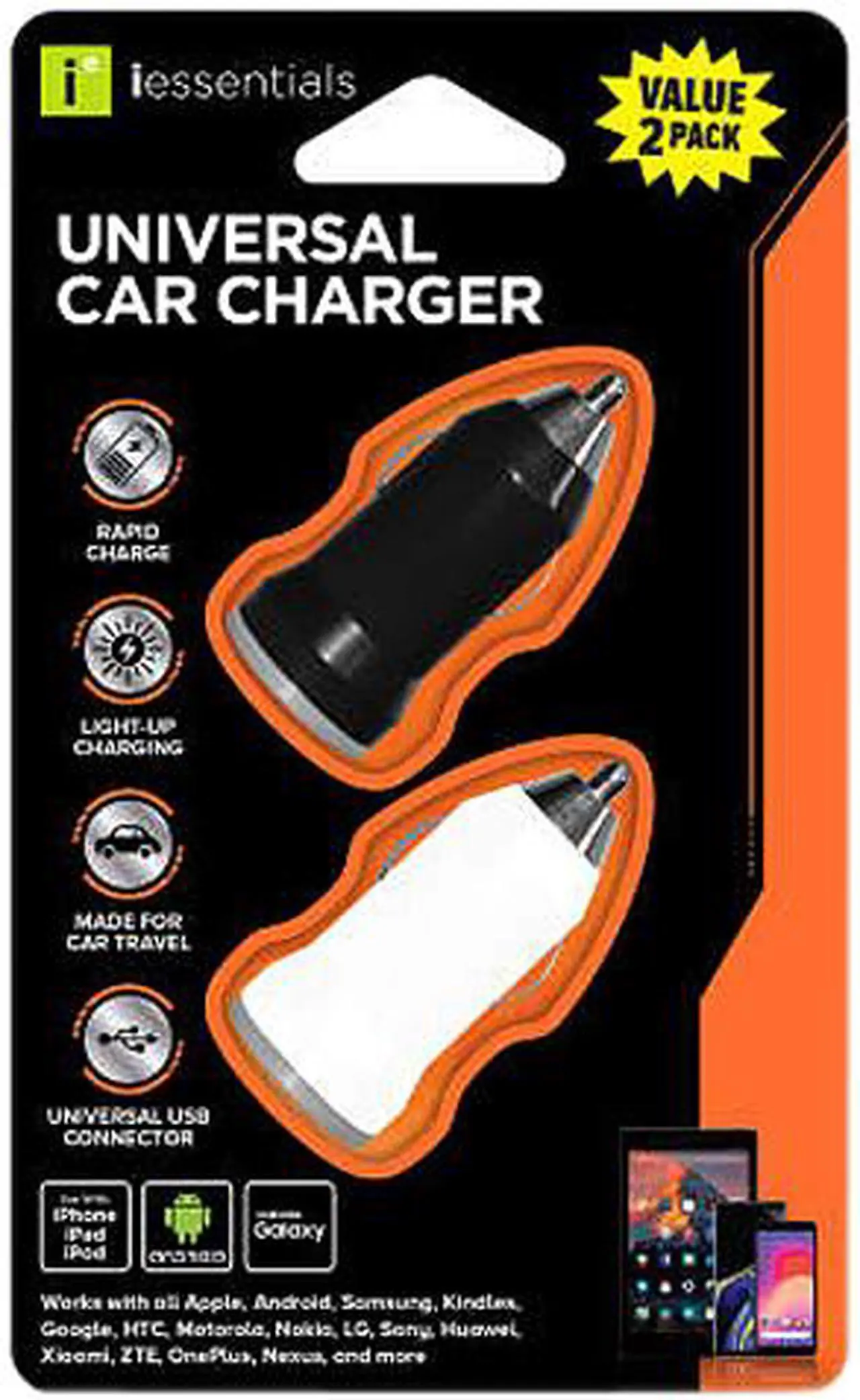 DigiPower IE2-PC2P-BKW Black & White, 2-Pack 2PK Car Chargers - Newegg.com