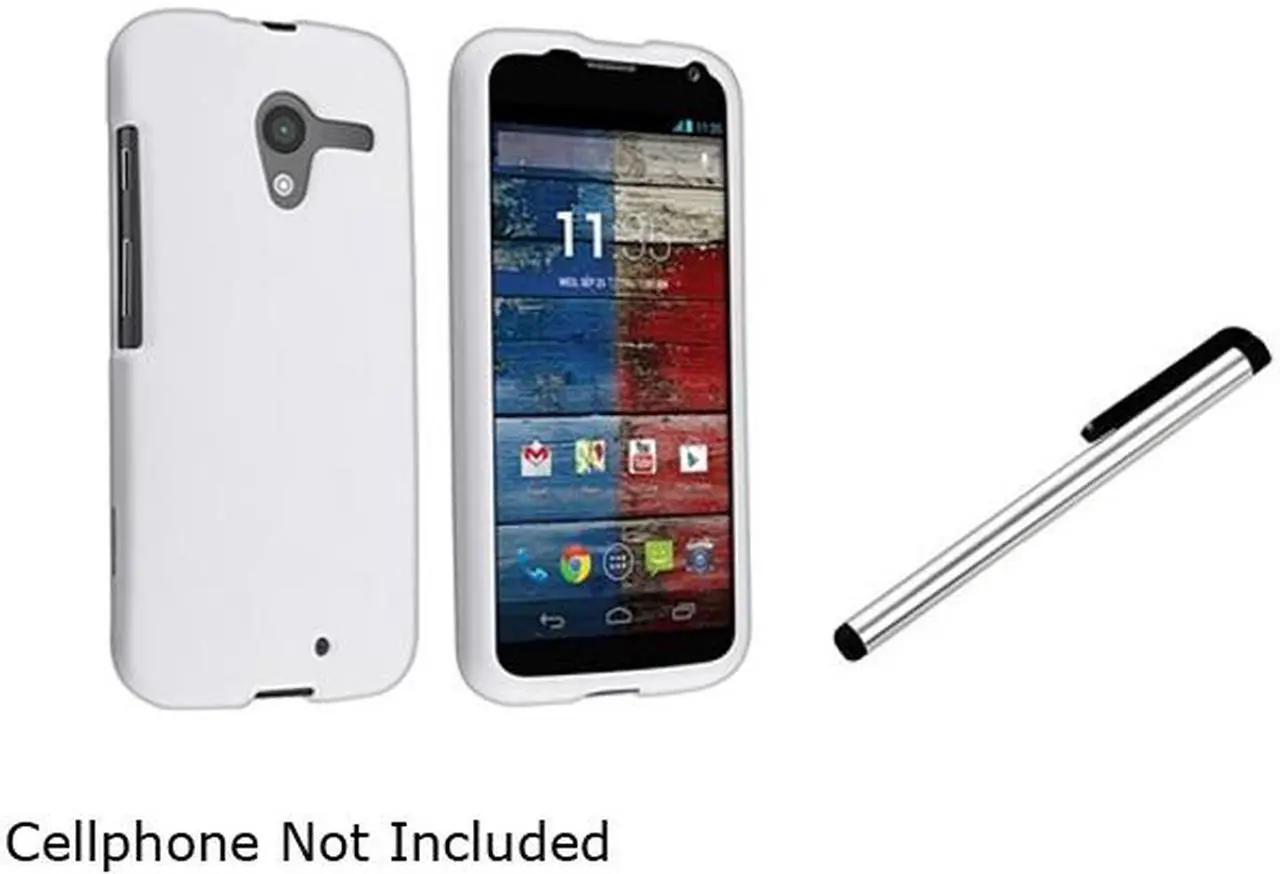 Insten White Snap-in Rubber Coated Case with Silver Stylus Pen ...