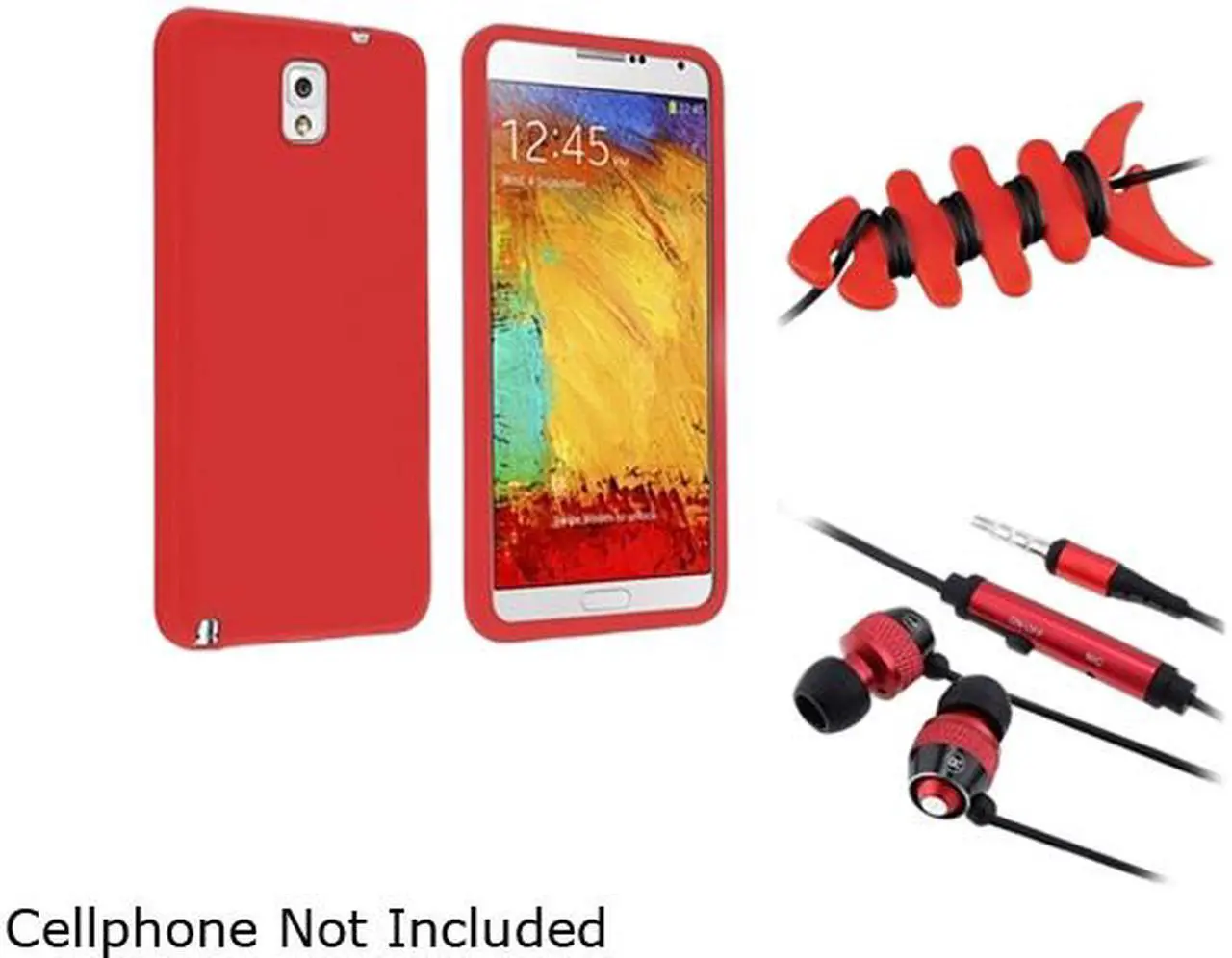 Insten Red Silicone Case + Red Fishbone Headset Smart Wrap + Red ...