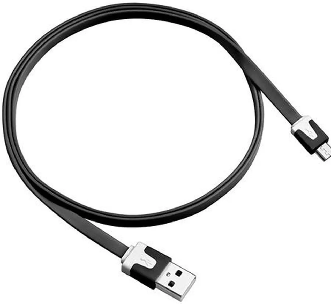 Insten 1667992 Black 1 x 3.3ft Micro USB [2-in-1] Noodle Cable - Newegg.com