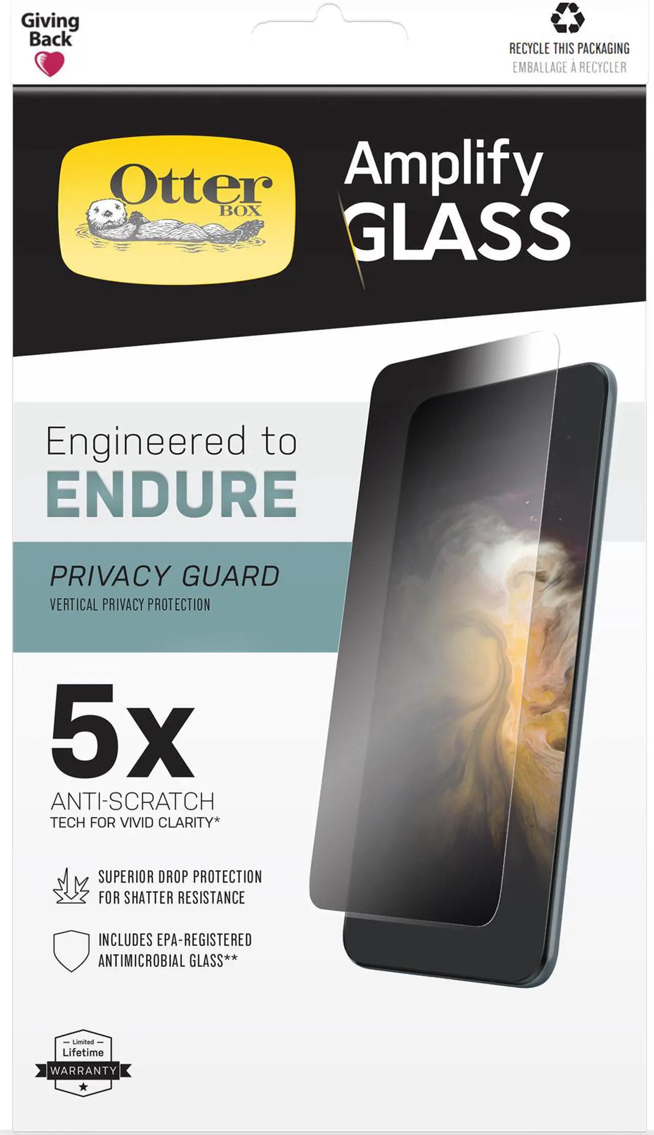 OtterBox Amplify Glass Privacy Screen Protector for iPhone 13 and ...
