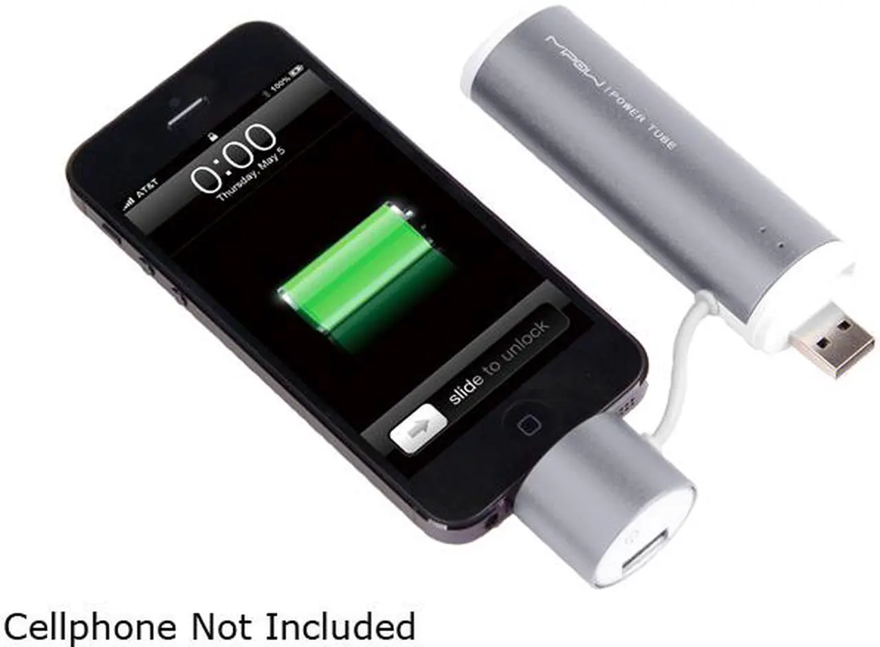 MiPow Power Tube Grey 2600 mAh Lightning Portable Charger SP-2600-O-L ...