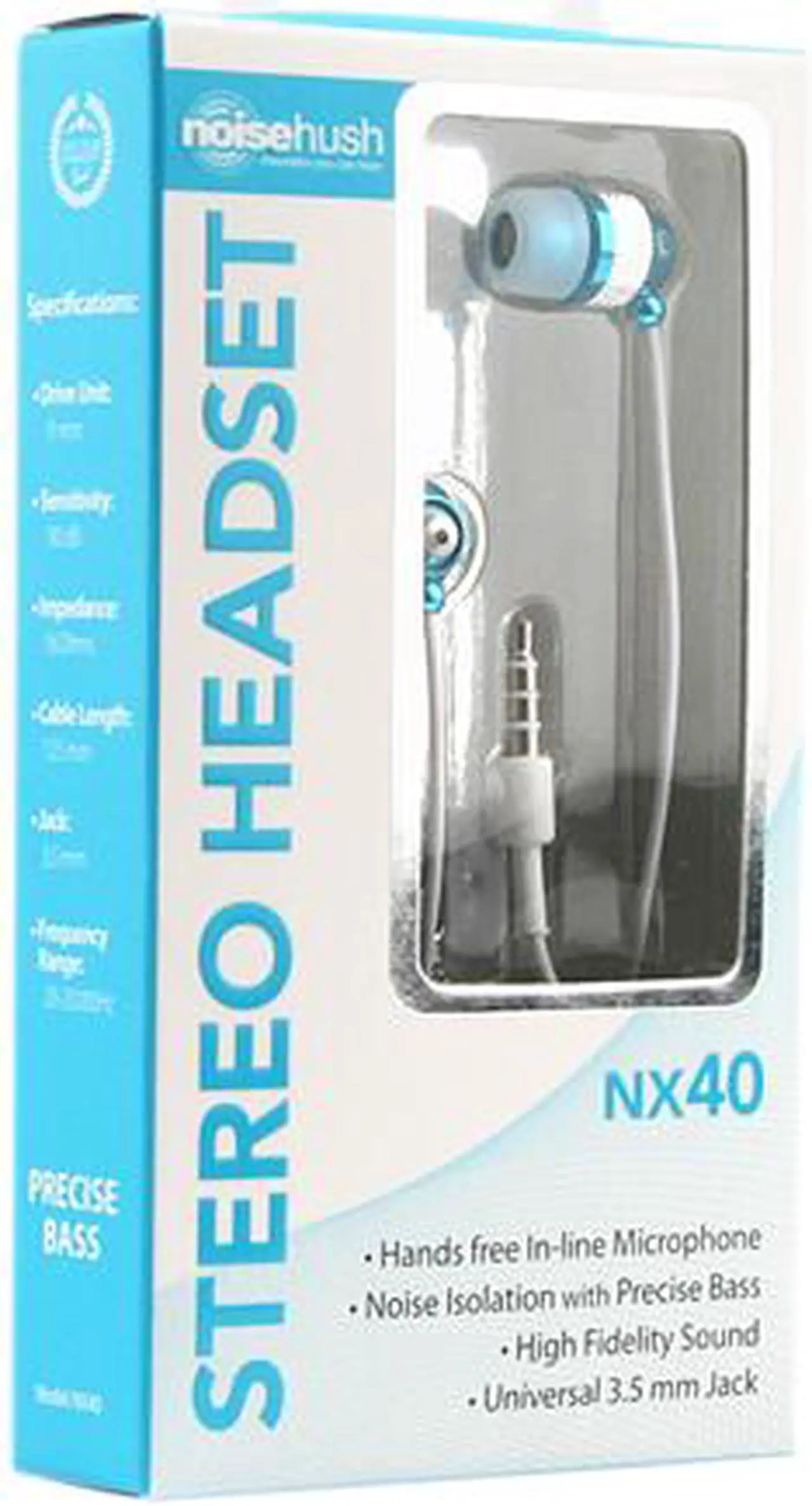 NoiseHush Blue 3.5mm Stereo Headset with Mic NX40-11671 - Newegg.com