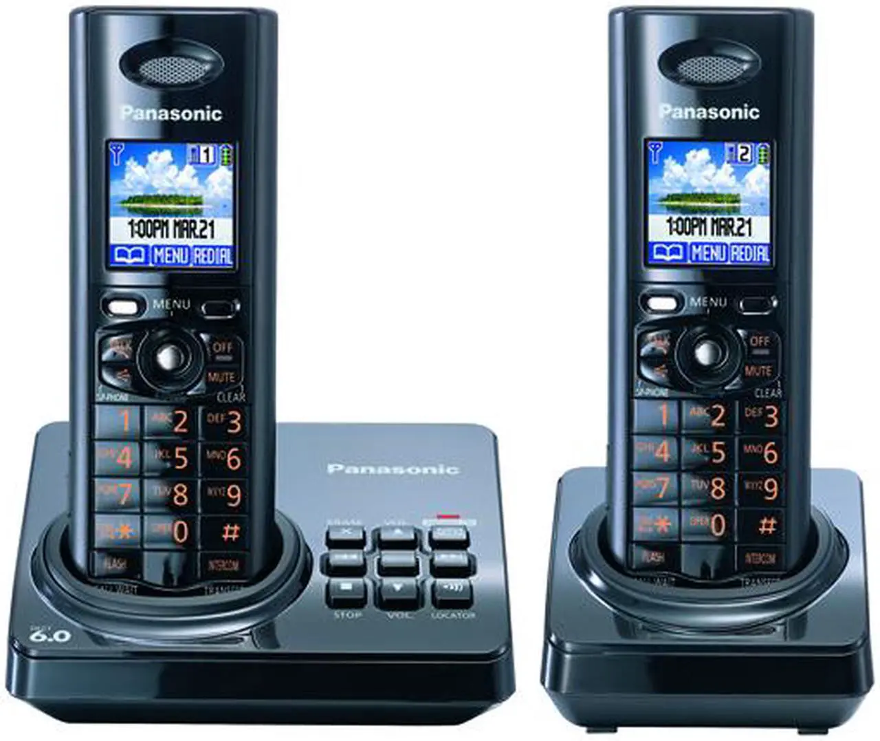 Panasonic KX-TG8232B 1.9 GHz Digital DECT 6.0 2X Handsets Cordless Phones - Newegg.com